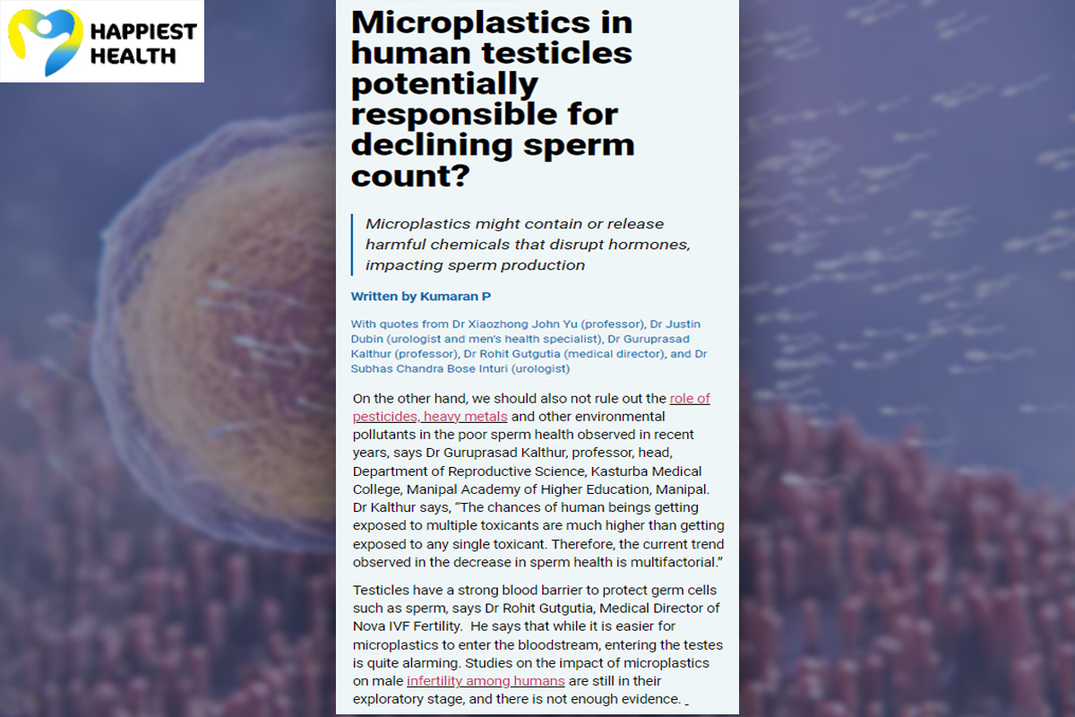 Are Microplastics In Testicular Tissue Driving Down Sperm Counts